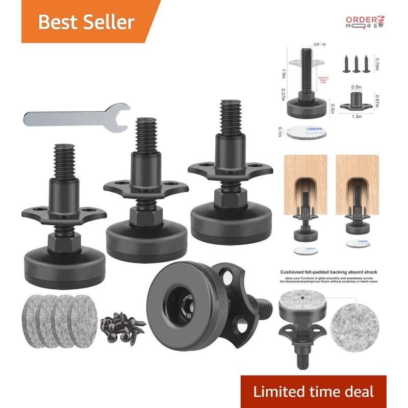 Commercial-Quality T-Nut Leveling Feet for All Floors - 1320lbs Support ...