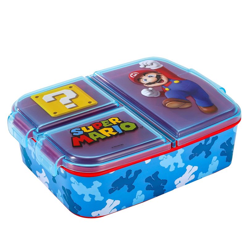 Stor Super Mario Kids Childrens Multi Compartment Rectangular School ...