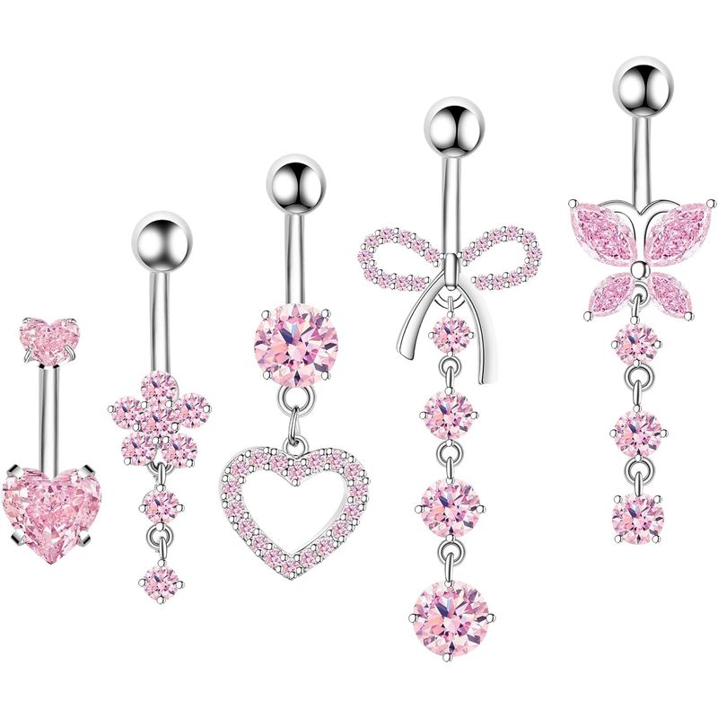 Wonvin Collection 5pcs Belly Button Bars Silver Gold Belly Bar Surgical ...