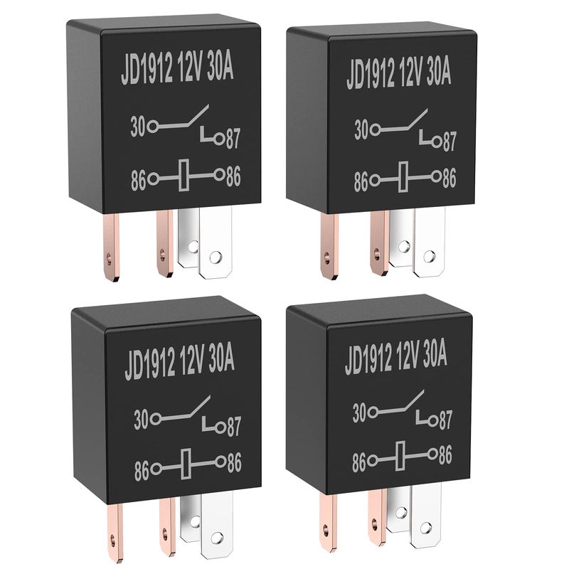 4 Pin 12V Relay 12V 30A Relay Multi Purpose Automotive Relay Black Starter Relay Car Heavy Duty ...