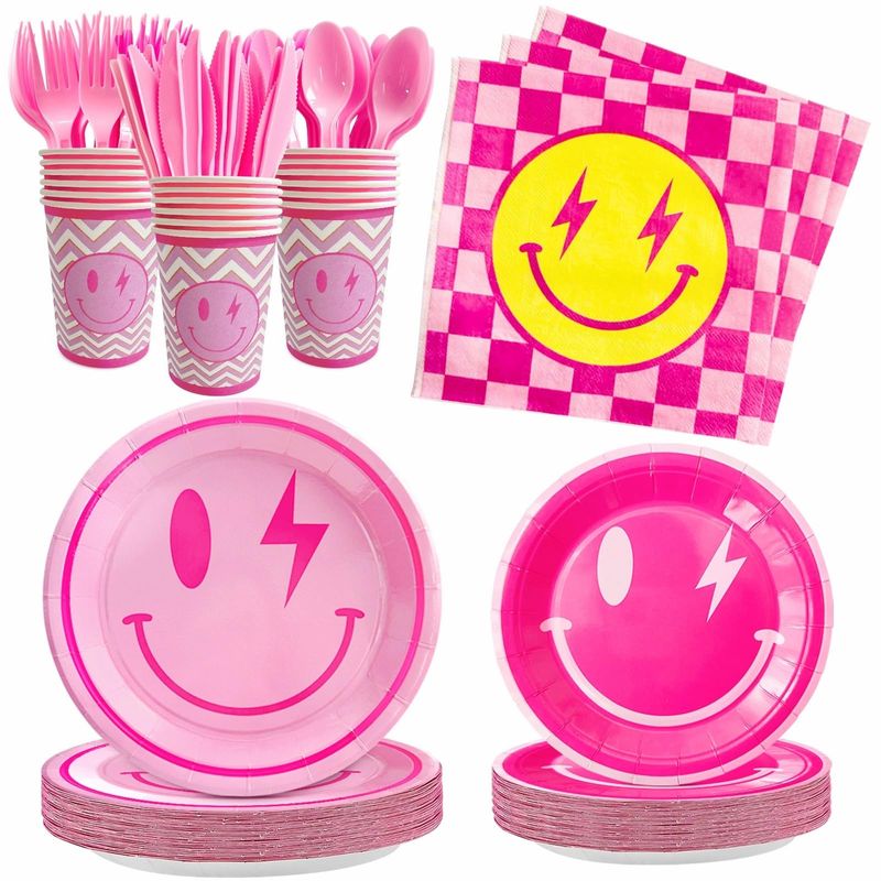 PumQuu 168PCS Preppy Party Decorations Preppy Party Favors Smile Face ...