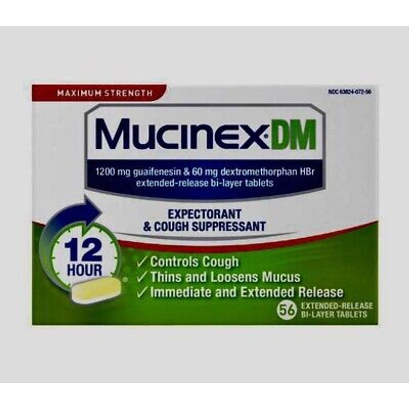 Mucinex DM 12 Hr Max Strength Expectorant & Cough Suppressant 56 ...