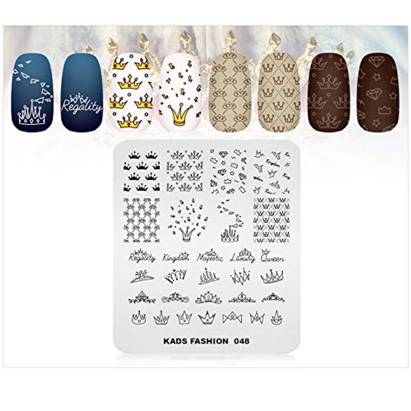 Nail Stamping Plate Fashion Crown Rich Luxury King Queen Theme Multi ...