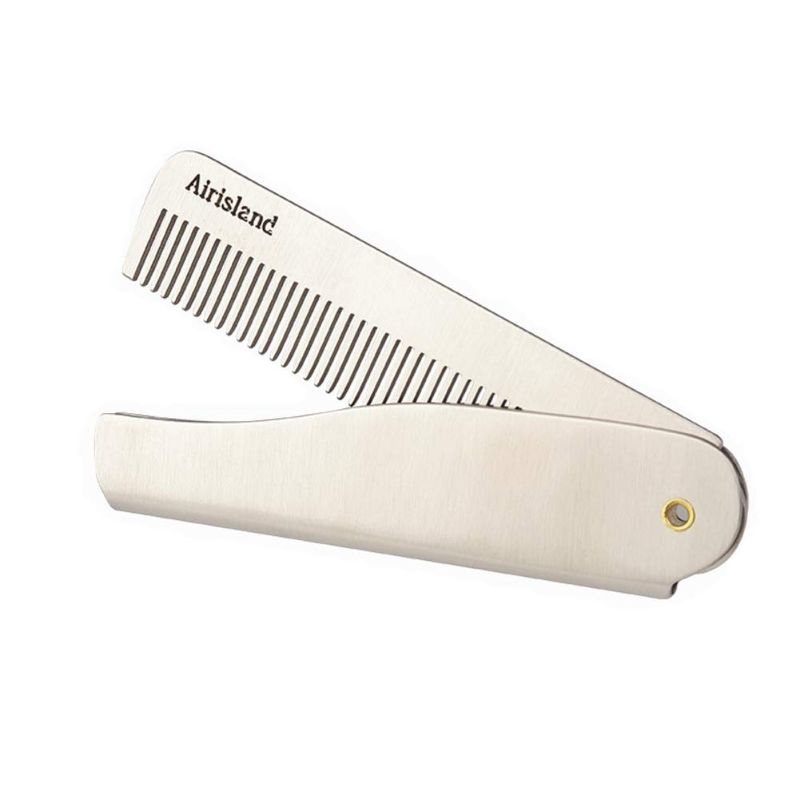 Airisland Folding Beard Comb Stainless Steel EDC Wallet Comb Pocket ...