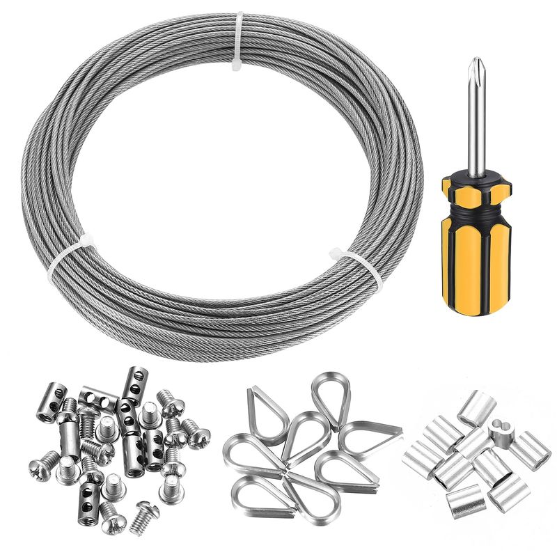 Stainless Steel Wire Rope Kit, 2mm Garden Wire Rope, 7x7 Strand Core Metal Cable for Picture ...