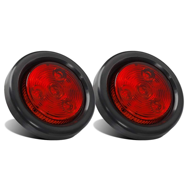 Partsam 2pcs Red Led Light Trailer 2" Round w/Plug & Grommet Kits ...