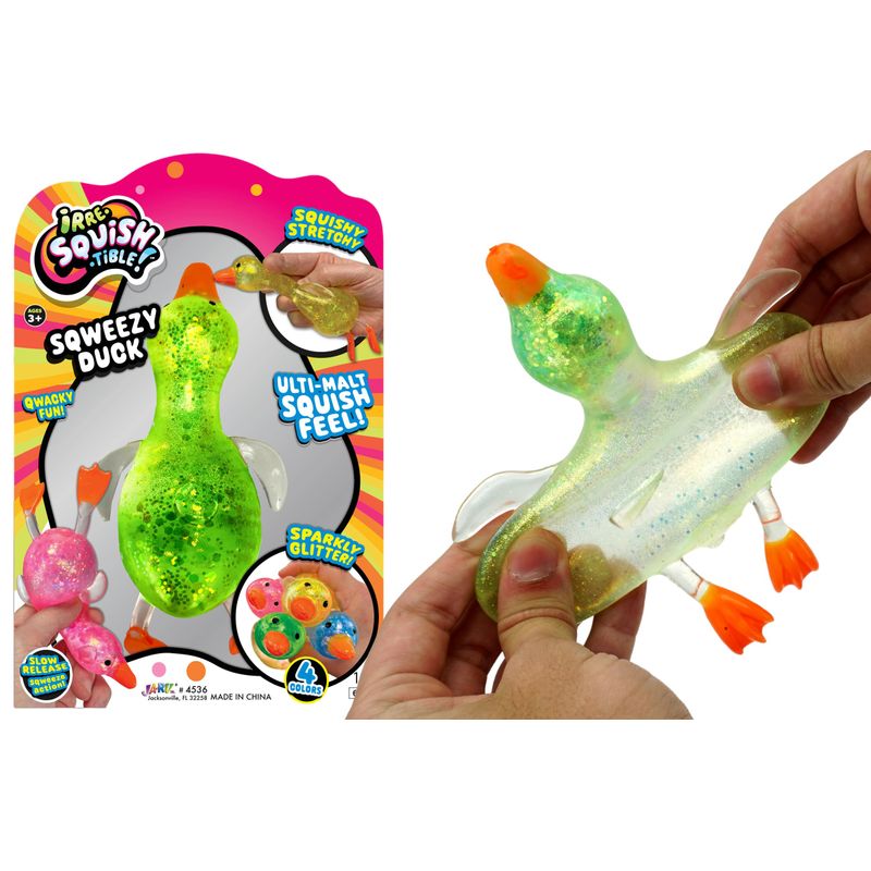 JA-RU Squishy Glitter Ducks (1 Stretchy Duck Toy) Kids Squishy Fidget ...