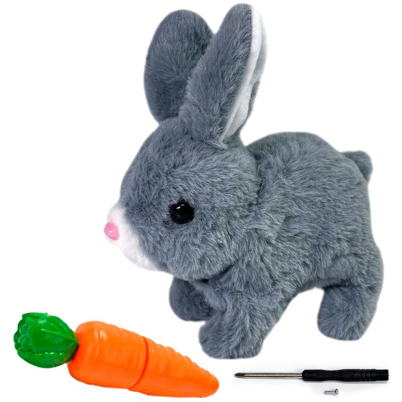 LYINUR Interactive Rabbit Toy with Carrot, Easter Bunny Toy Pet Hopping ...