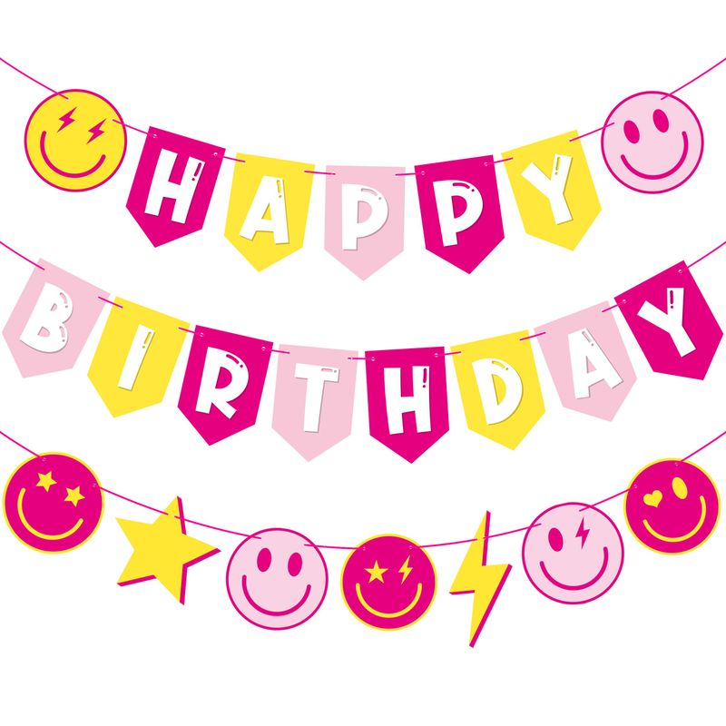 Preppy Birthday Party Banners Preppy Birthday Decoration 3Pcs Pink and ...