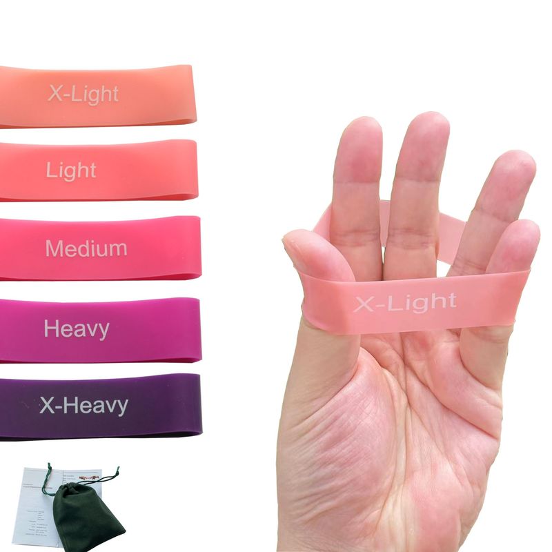 Hand Resistance Bands - 5 Level Finger Grip Strengthener for Forearm ...