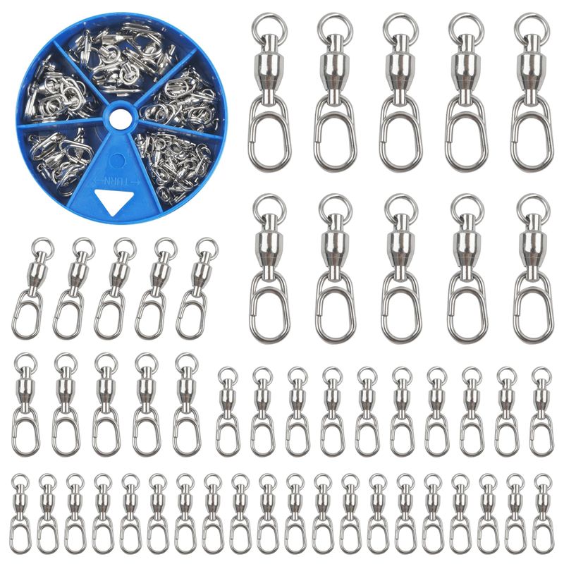 OROOTL Fishing Snap Swivels Saltwater Ball Bearing Set, 50 Pieces High Strength Ball Bearing ...