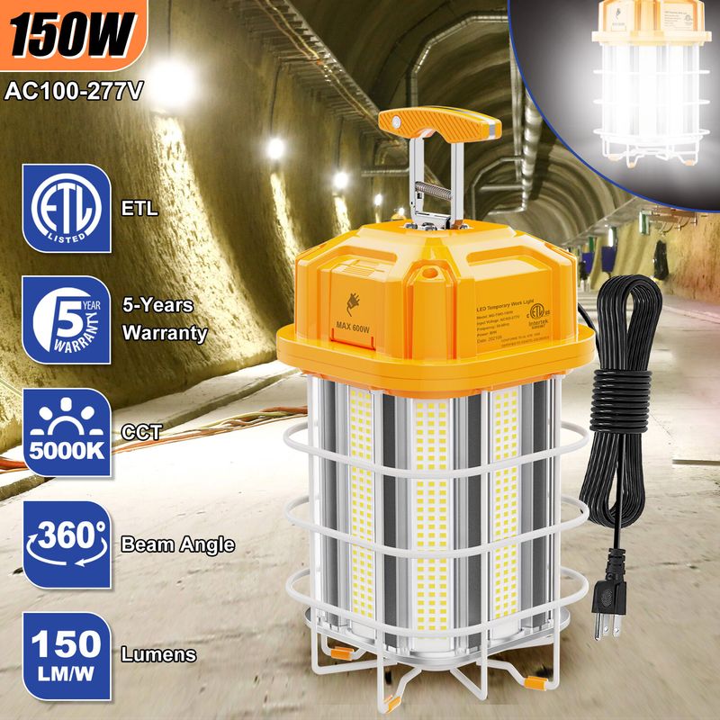 150W LED Temporary Work Light 5000K Linkable Construction Jobsite ...