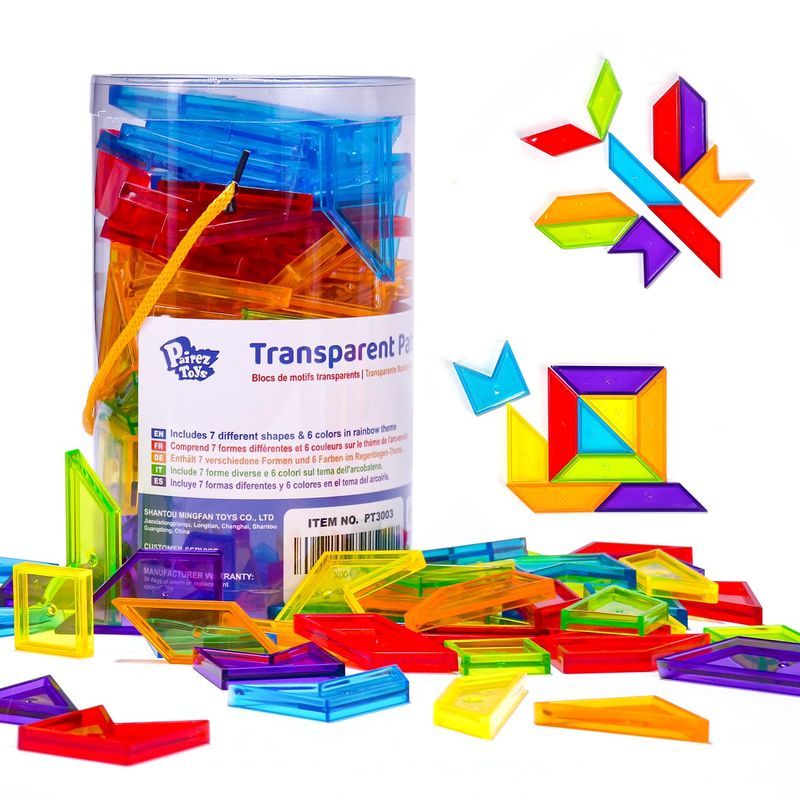 Pairez Toys Transparent Pattern Blocks, Geometric Shapes Blocks ...