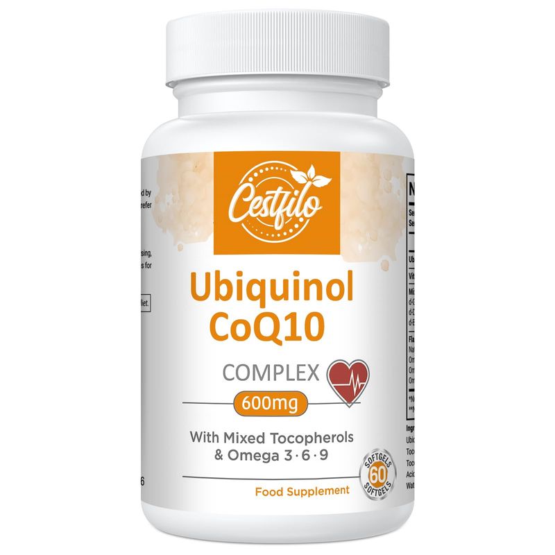 Ubiquinol CoQ10 600mg Softgels - Active Form of CoQ10 Plus Vitamin E & Omega 3 6 9 - Advanced ...
