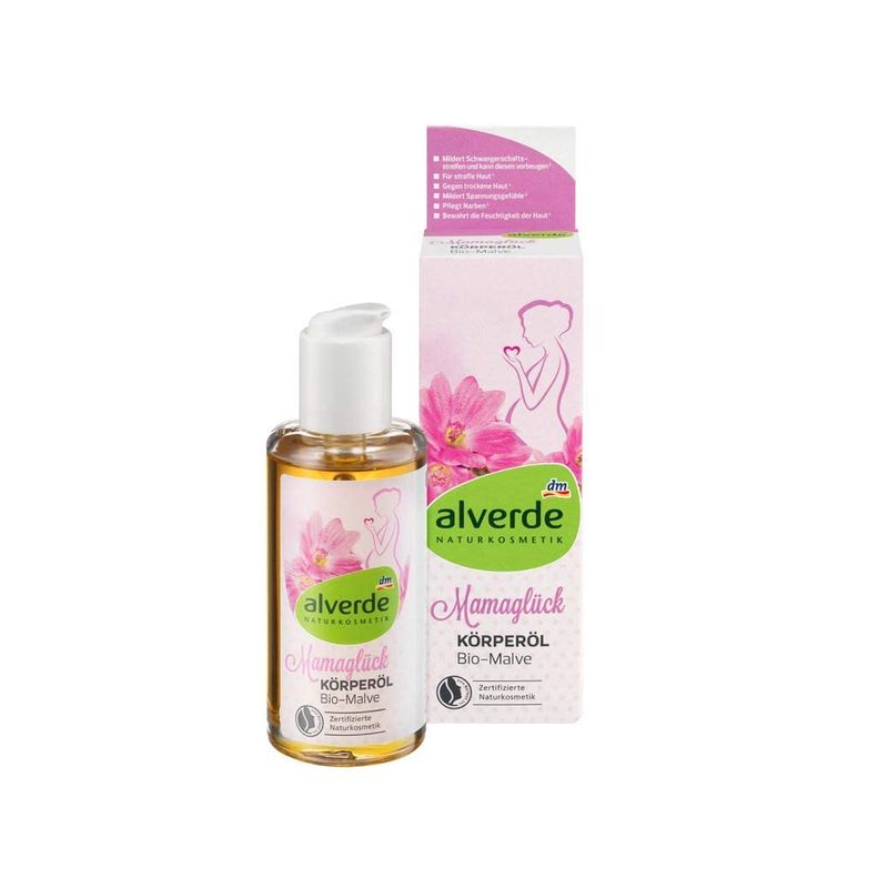 alverde NATURKOSMETIK Mamaglück Organic Mallow, Body Oil, 100 ml ...