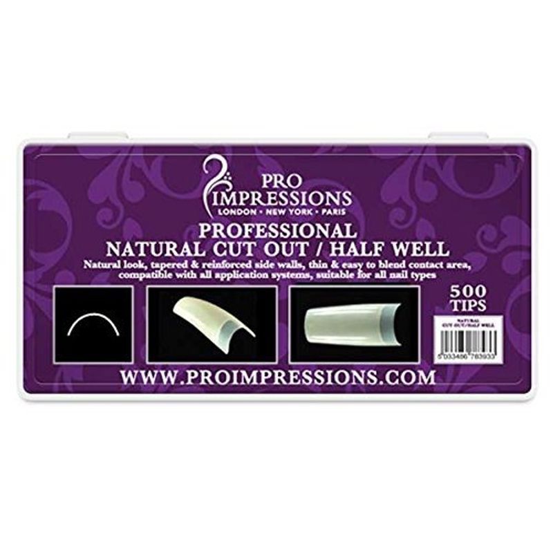 Pro Impressions Advance Natural Cut Out/Half Well 50 Nail Tips, Refill ...