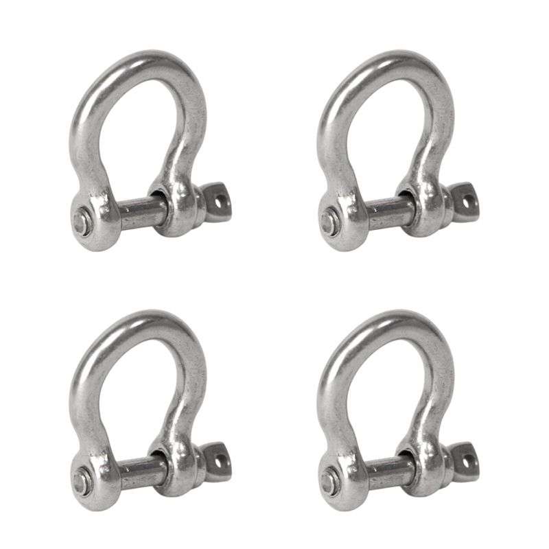 4-Pack 304 Stainless Steel Bow Shackle D-Rings with Screw Pin - Anchor ...