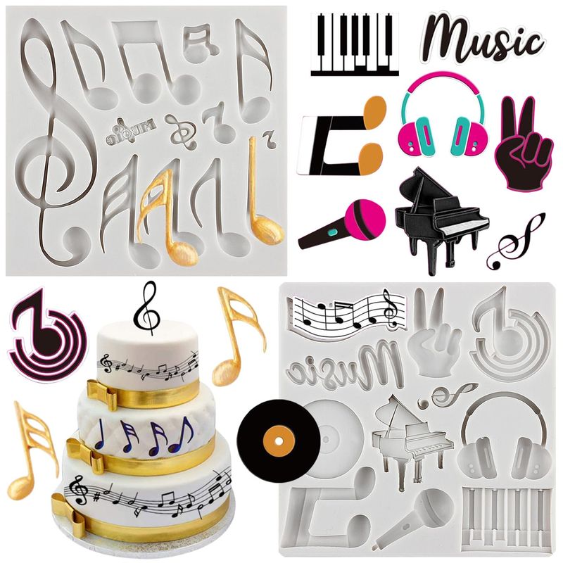 MYPRACS Music Theme Fondant Moulds Musical Notes Piano Silicone Moulds ...