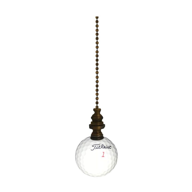 Golf Ball Ceiling Fan Pull, 2.25" h with 12" Antiqued Brass Chain ...