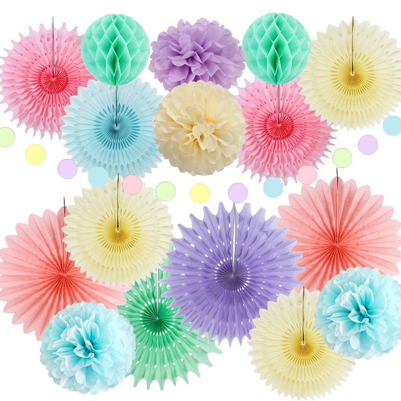 Pastel Party Decorations Rainbow Paper Fans Party Decorations Light ...
