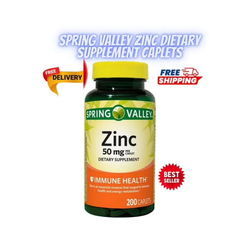 Spring Valley Zinc Immune Support Dietary Supplement Caplets, 50 mg ...