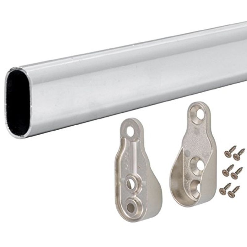 Wardrobe Rail Oval Hanging Rails 300mm - 2400mm with Free End Supports ...