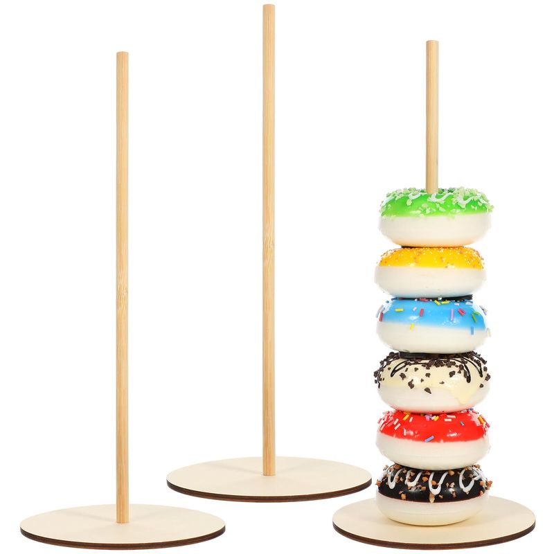 3pcs Wooden Donuts Stand Wood Donut Bar Wooden Donut Bagels Display ...