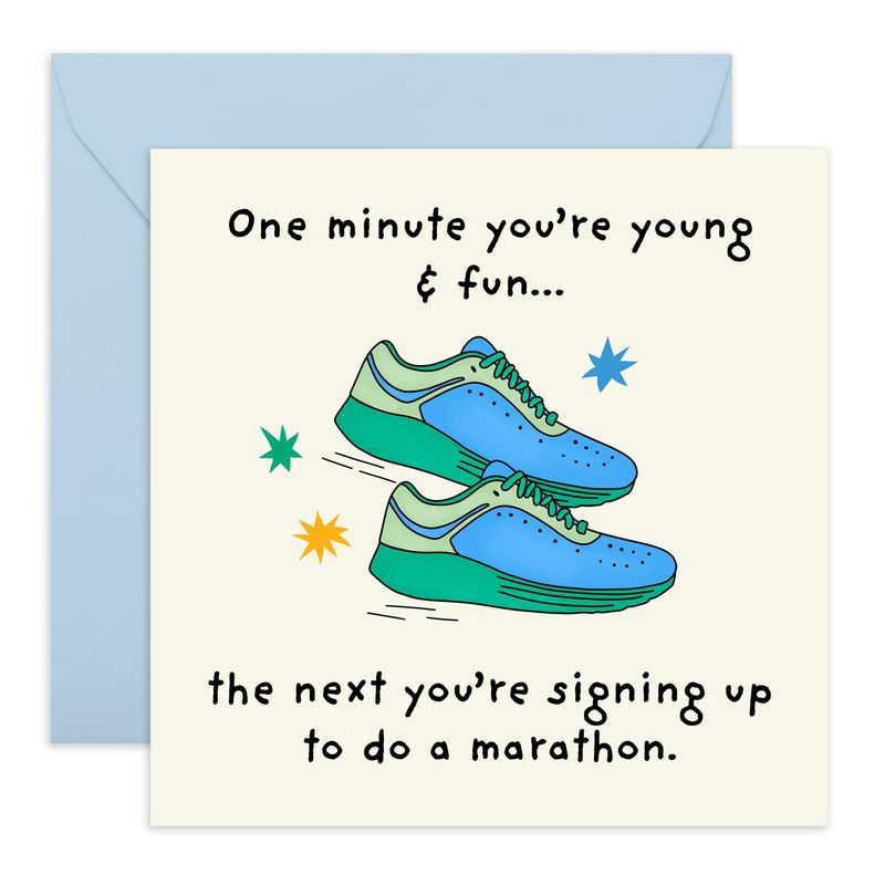 Funny Birthday Card – 'Signing Up for a Marathon' – Humorous Greeting ...