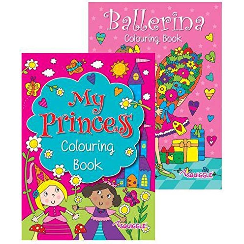 Squiggle Girls My Princess & Ballerina A4 Colouring Books - Set of 2 ...