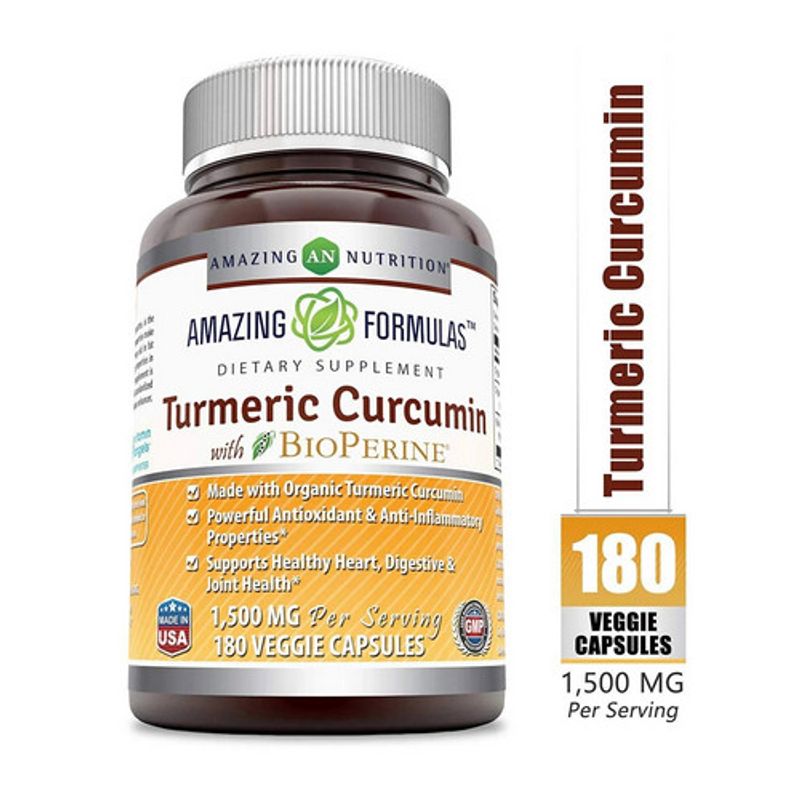 Amazing Formulas Turmeric Curcumin BioPerine 1500 mg 180 Veg Caps By ...