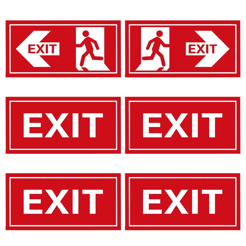 DEIKOAK EXIT Signs 6 PC Self Adhesive Exit Sign Stickers 12" X 6" Exit ...