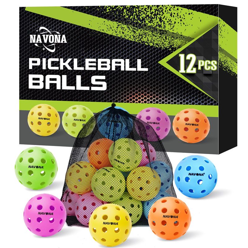 Navona 12 Pack Premium 40-Holes Colorful Outdoor Pickleball Balls, Meet ...