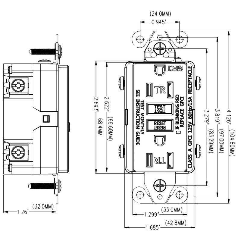 Morris 20 Amp Tamper Resistant GFCI Outlet, Self-Test, LED Indicator ...