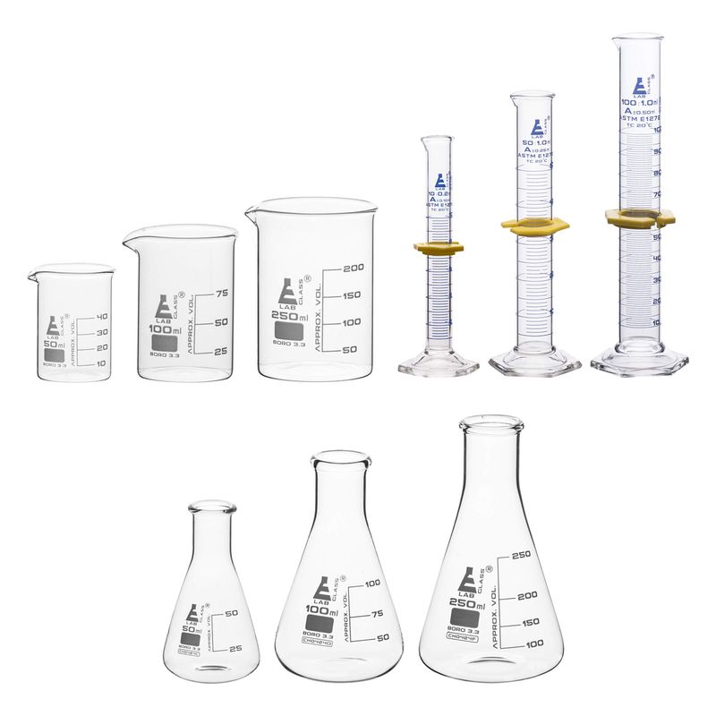 EISCO Laboratory Glassware Set, 9pcs - Includes Beaker Set (3pcs ...