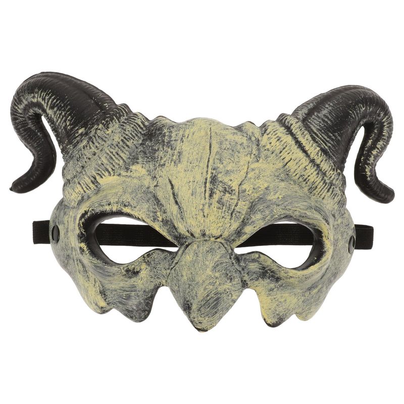 STOBOK Halloween Devil Mask Horror Half Face Mask Scary Horn Ghost Mask ...