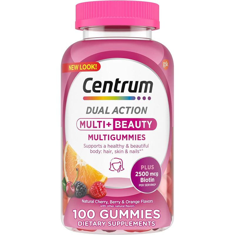 Centrum Dual Action Multi + Beauty MultiGummies Supplement 100 Count ...