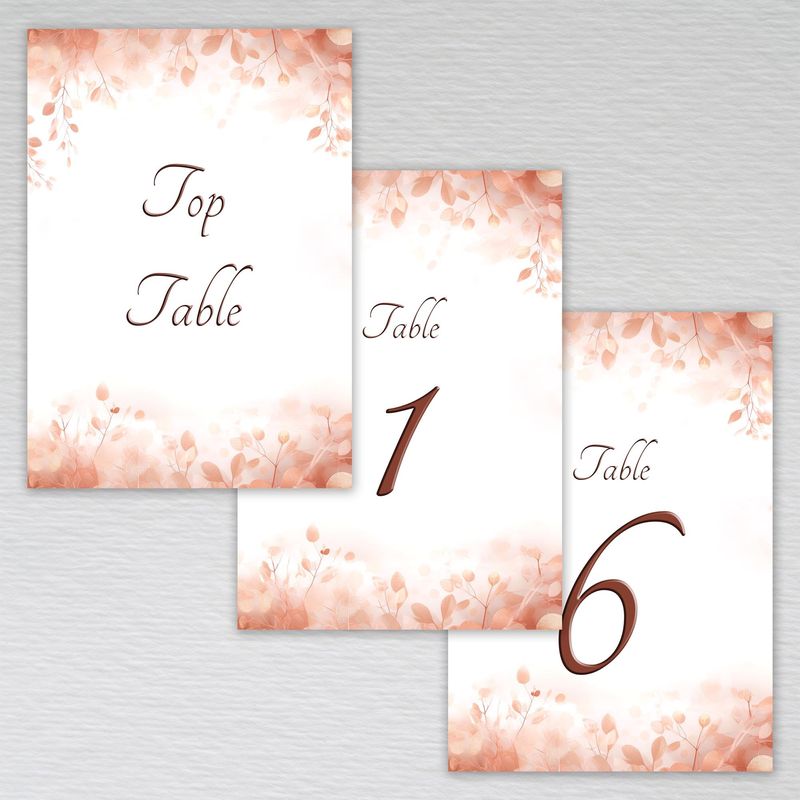 Rose Gold Leaf Table Numbers for Pub Restaurant, Party Events and ...