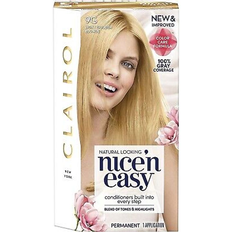 CLAIROL NICE 'N EASY Permanent Hair Color 9G LIGHT GOLDEN BLONDE ~NEW ...