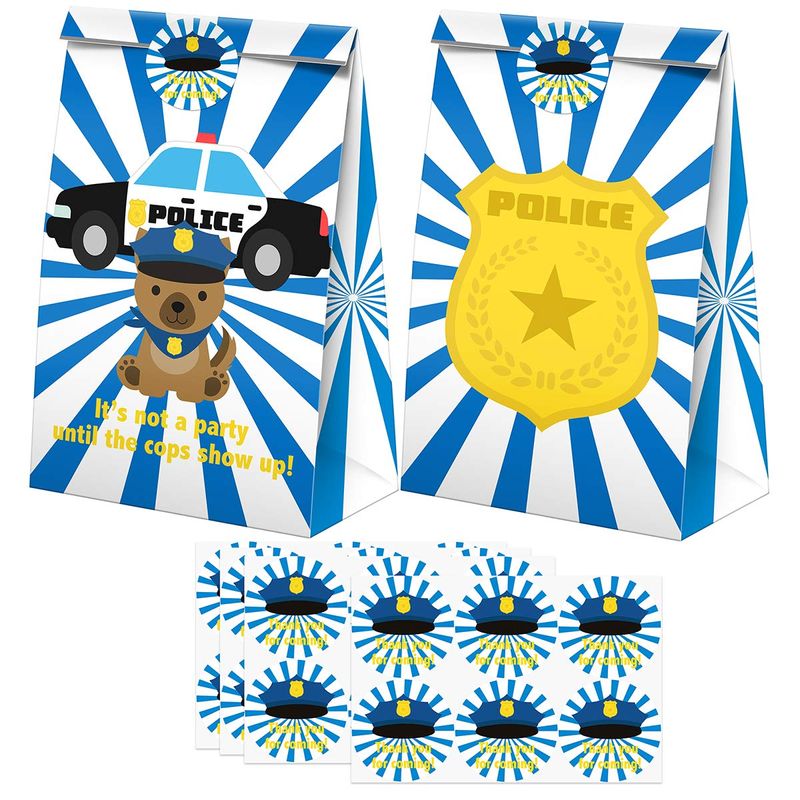 Police Goodie Bags-24 Pcs Police Party Favors Candy Bags with Stickers ...