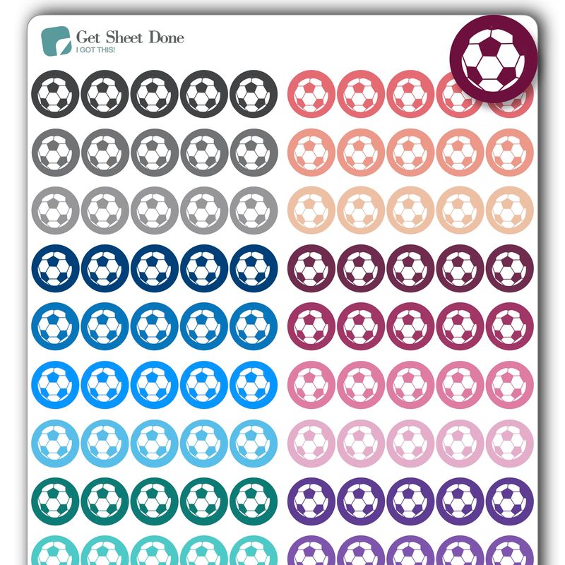 Soccer Planner Sticker / 110 Dot Icon Vinyl Stickers (1/2”) / Football ...