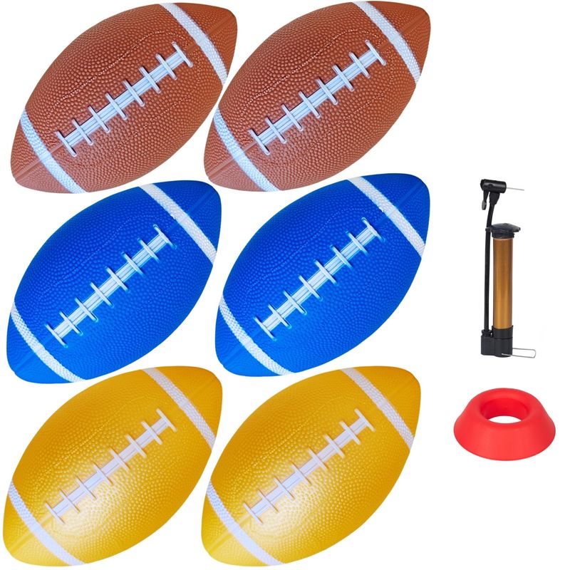 6 Pack 9" Mini Inflatable Rubber Footballs Party Favors, Small ...
