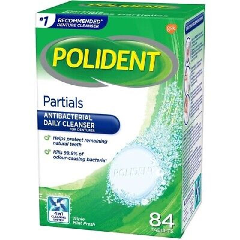 Polident Daily Denture Cleanser for Partials Triple Mint Fresh 84 ...