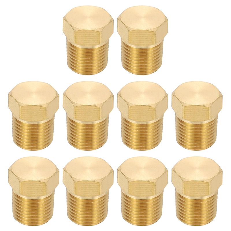 PATIKIL 1/8" NPT Male Brass Pipe Plug Fitting, 10Pcs Outer Hex Thread ...