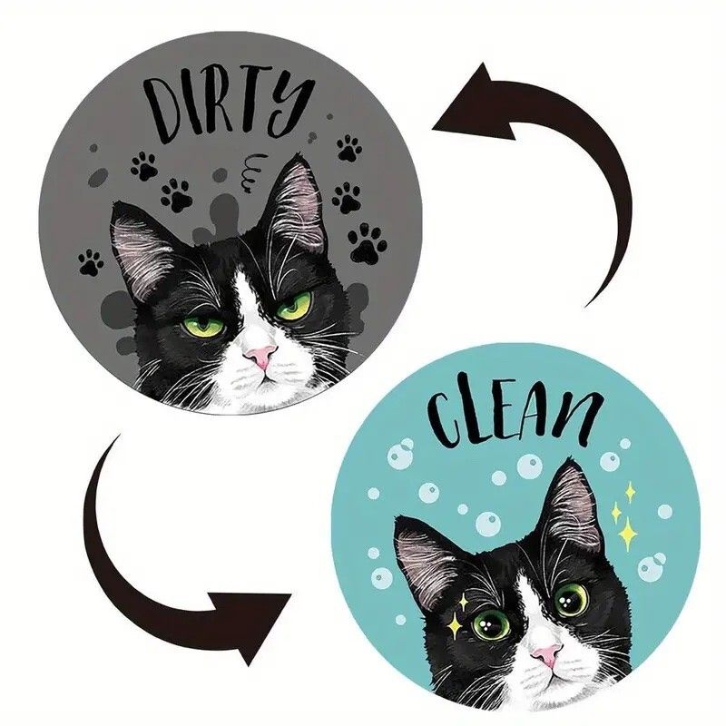 Dishwasher Indicator Magnet Clean Dirty Sign Reversible Tuxedo Cat ...