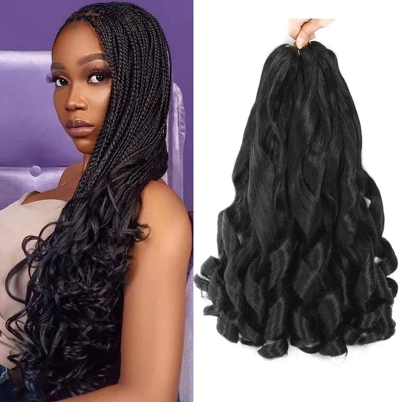 7 Pack French Curly Braiding Hair-16Inch Pre Stretched Braiding Hair ...
