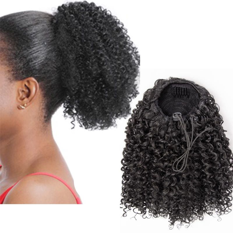 Afro Kinky Curly Ponytail Extension Drawstring Ponytail Black Women Ponytail Hair Extensions ...