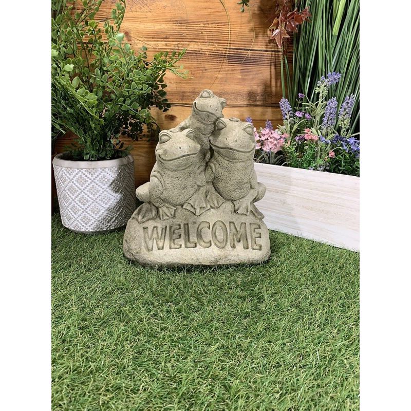 STONE GARDEN CUTE WELCOME FROG TOAD FAMILY STATUE ORNAMENT - Online ...