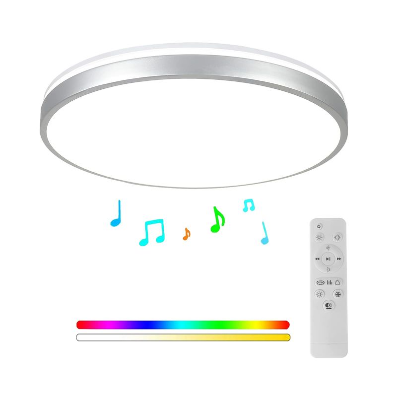 Horevo 24W LED Ceiling Light, Minimalist Silver Edge Ceiling Light with ...