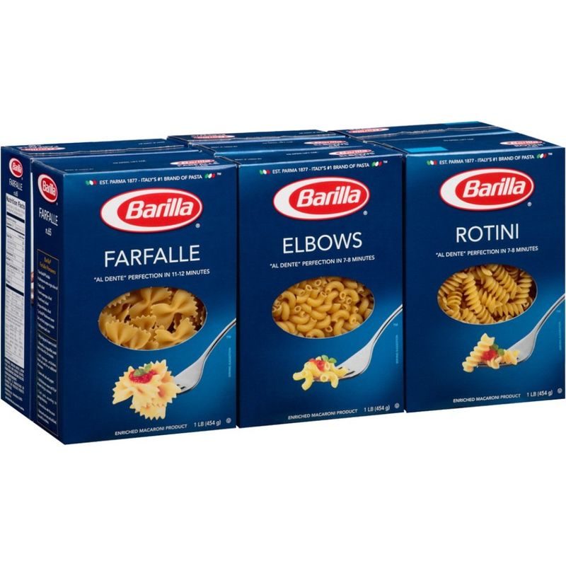 Barilla Farfalle Elbows, Rotini Variety Pack, 16 Ounce (Pack of 7 ...
