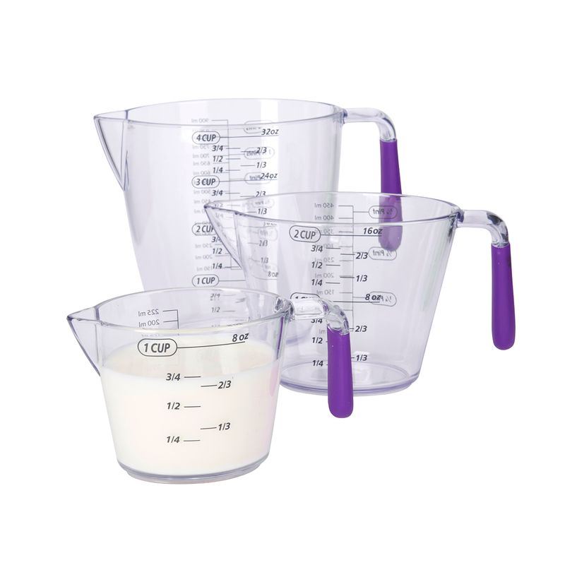 Colourworks Measuring Jug Set, 3-Piece Plastic Measuring Jug with 200, 400 and 900ml Jugs ...